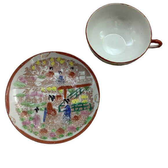 Vintage | Kitchen | Vintage Japanese Hand Painted Geisha Family Garden ...